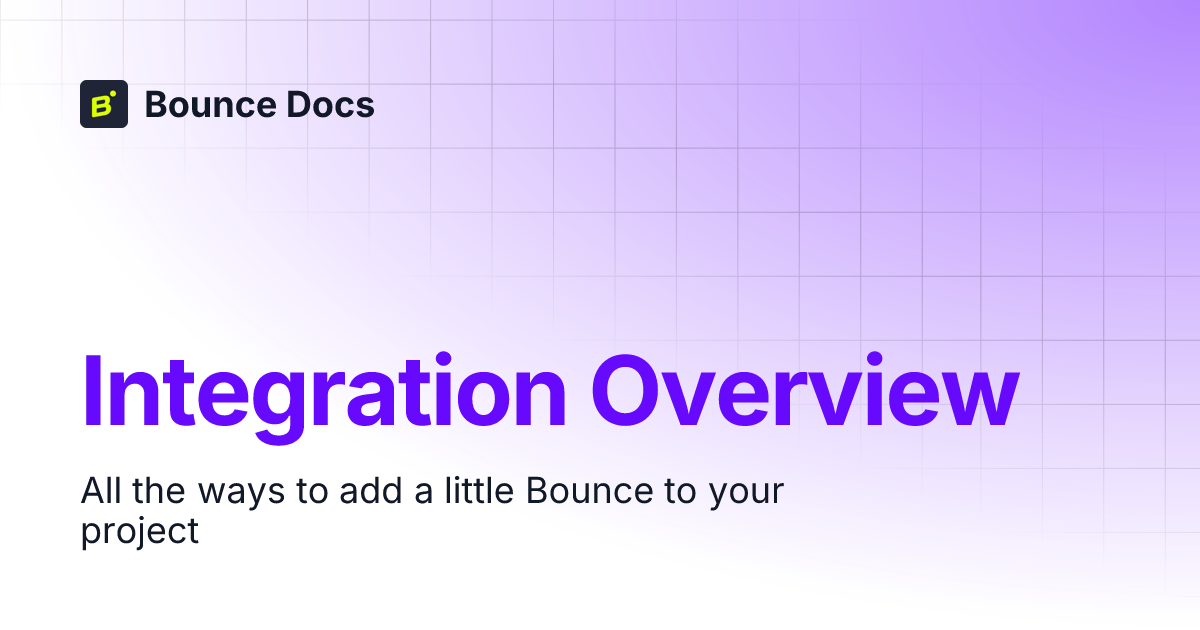 Integration Overview | Bounce Docs